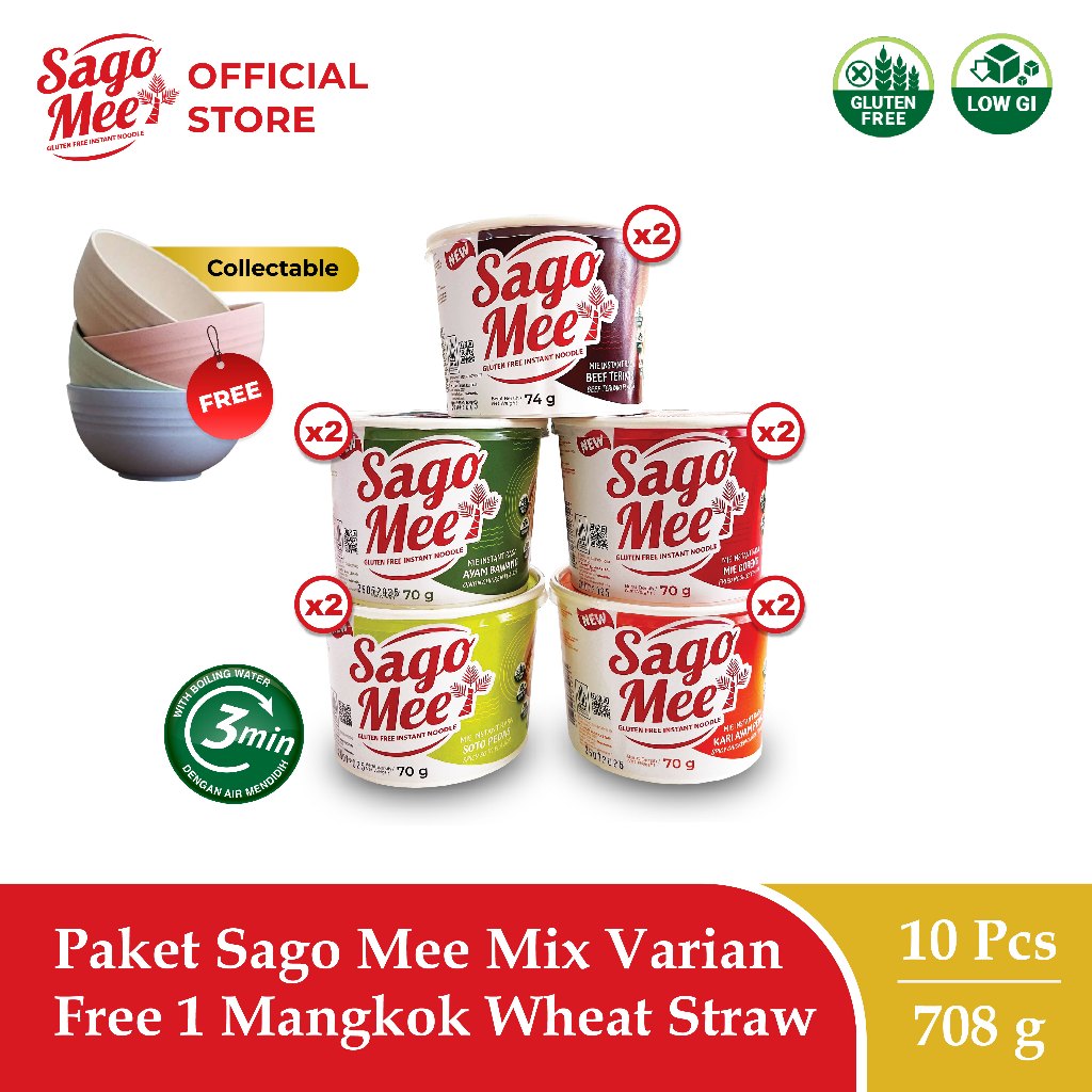 Jual Sago Mee Paket Mix Gluten Free Mie Instan Extra 1 Mangkok ...