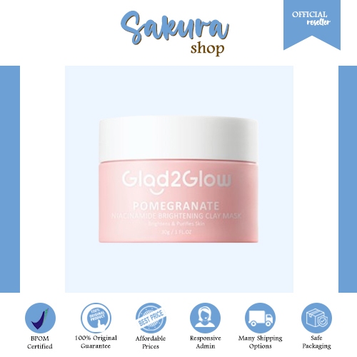 Jual GLAD2GLOW Pomegranate Niacinamide Brightening Clay Mask 30gr - G2G Masker Mencerahkan Wajah ...