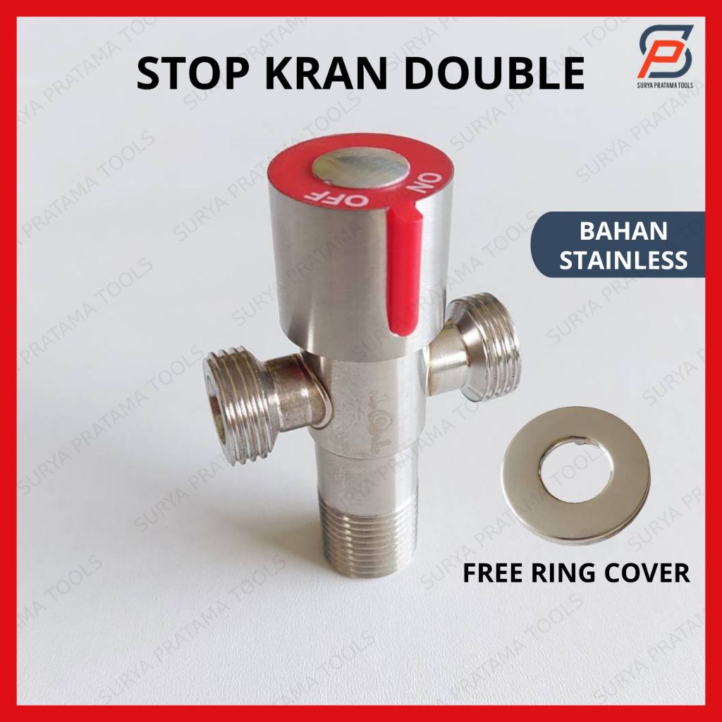Jual Stop Kran Shower Double Stainless Stop Keran Kloset 2 Cabang Kanan Kiri Jet Shower Kamar ...
