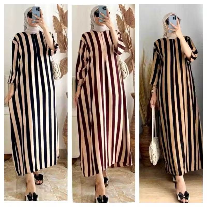 Jual GAMIS SALUR VIRAL KEKINIAN BUSUI //GAMIS GARIS GARIS TERBARU 2024 | Shopee Indonesia