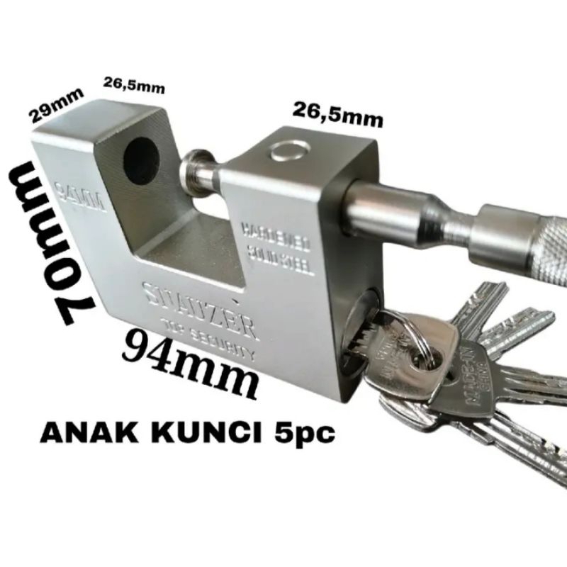 Jual Gembok pintu pagar besi rolling door/Gembok panser 94mm premium ...