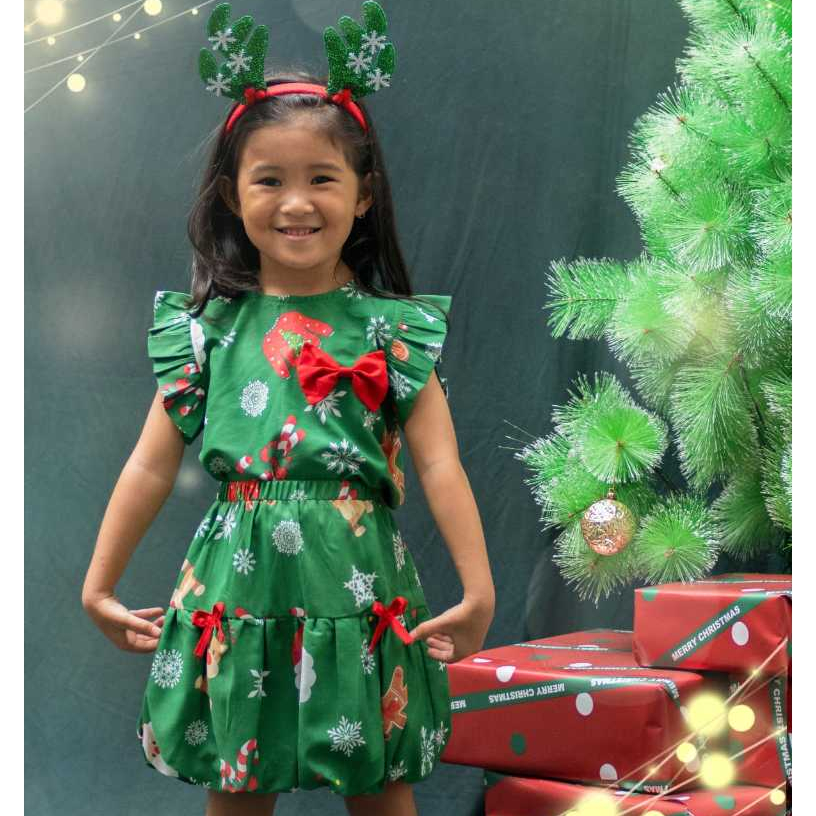 Jual Setelan Rok Christmas GREEN RAINDEER Baju Natal Anak Bayi ...