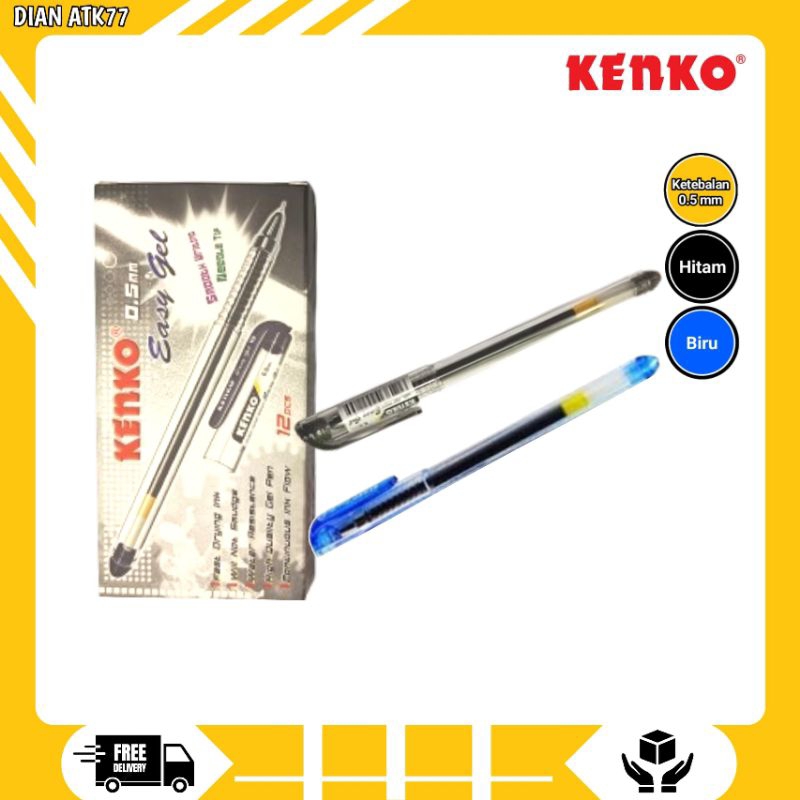 Jual Pulpen Kenko Easy Gel 0.5 mm Hight Quality Pen Gel / 12 pcs | Shopee Indonesia