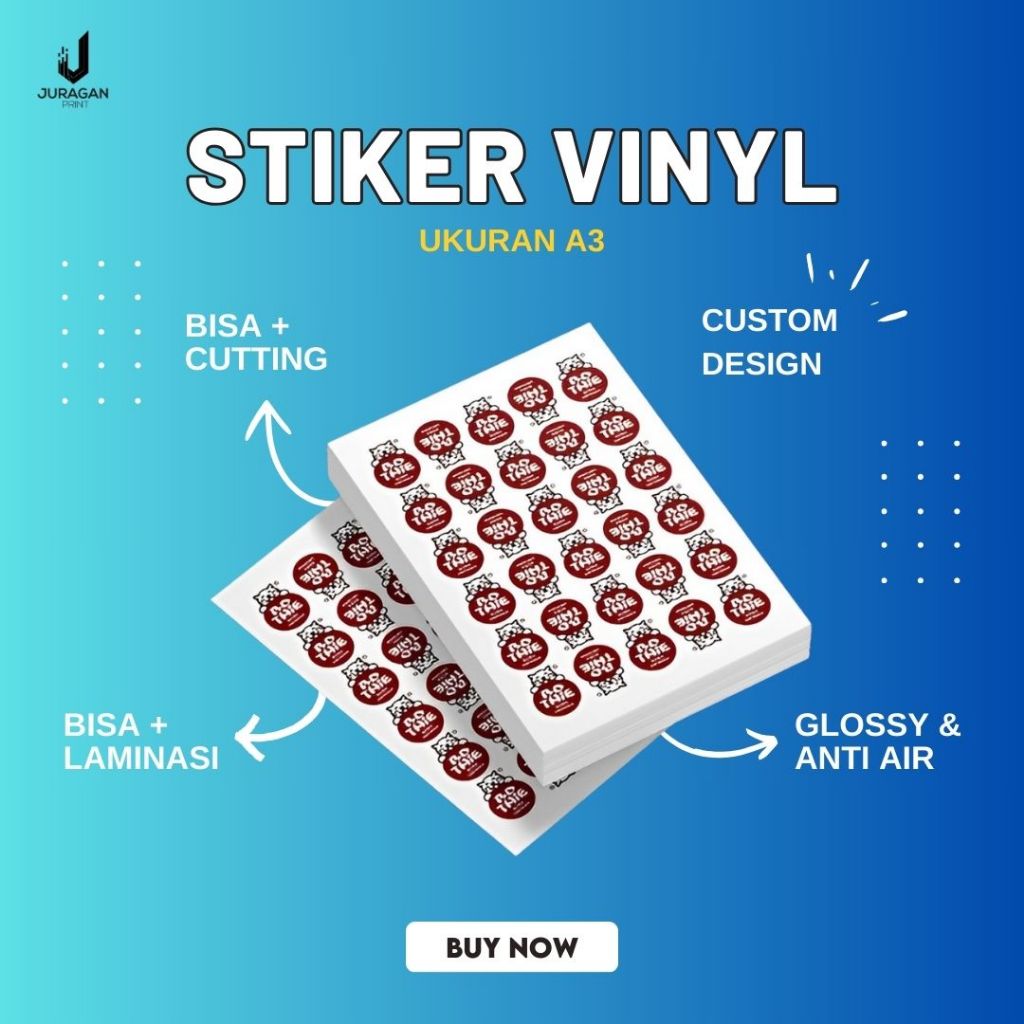 Jual Stiker Vinyl A3 Custom Print & Cut || Glossy Anti Air || Stiker ...