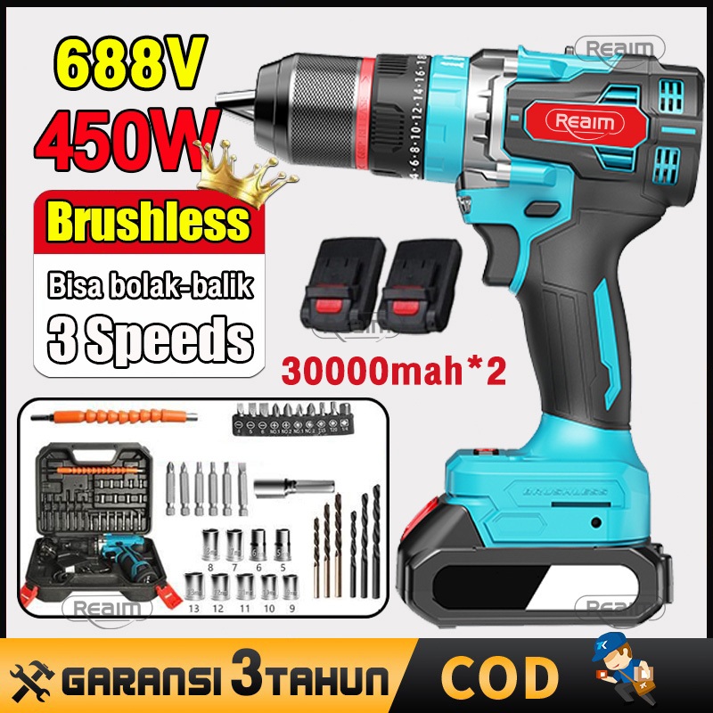 Jual Mesin Bor Baterai 688Vf Brushless Upgraded Version Impact Drill ...
