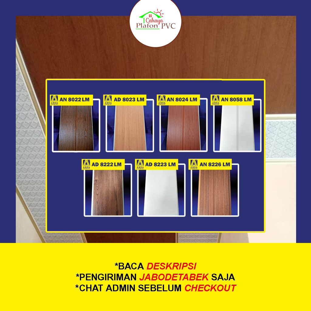 Jual (1M) Anda Plafon PVC Bahan Plafon PVC 8MM Motif Polos PREMIUM ...