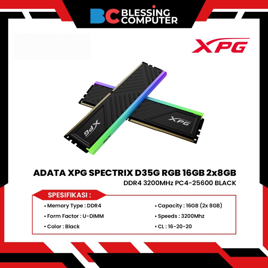 Jual RAM ADATA XPG SPECTRIX D35G RGB 16GB 2x8GB DDR4 3200MHz PC4-25600 ...