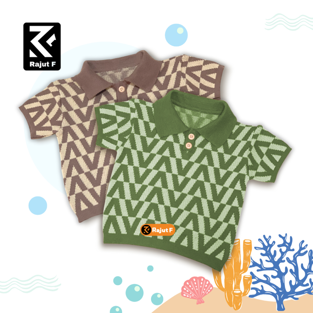 Jual Atasan Rajut Polo Premium Anak Motif V UNISEX Lengan Pendek 1-6th ...