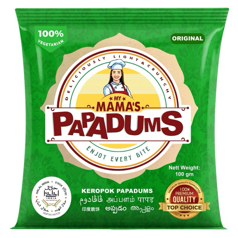 Jual MY MAMA'S PAPADUMS Original 100gm Halal Product Premium Quality ...