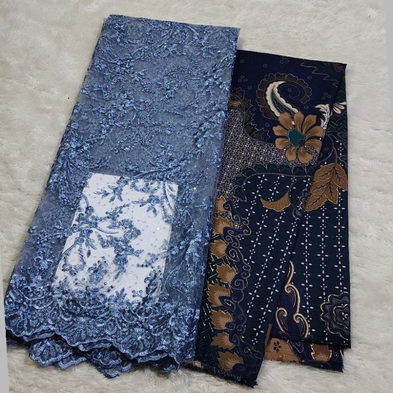 Jual Set Tile Payet Sequinn Biru Denim & Batik Semisutera Foil | Shopee ...