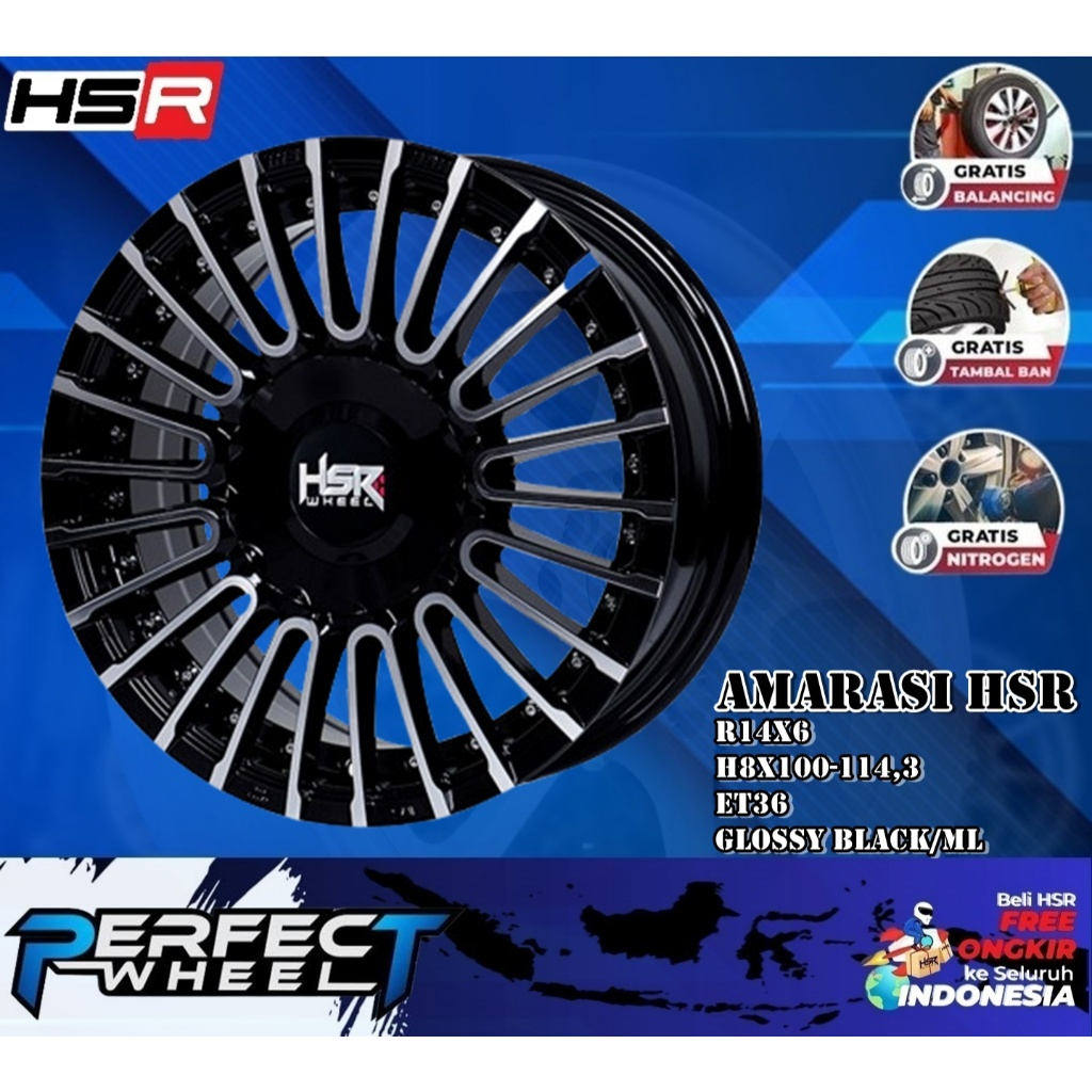 Jual Velg Ring 14 HSR Amarasi 4X100/4X114,3 Velg Mobil R14 Buat Air EV ...