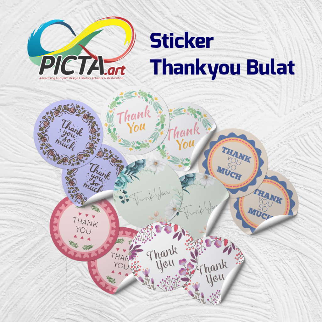 Jual Sticker Thankyou / Sticker Terimakasih Bentuk Bulat Desain Bisa ...