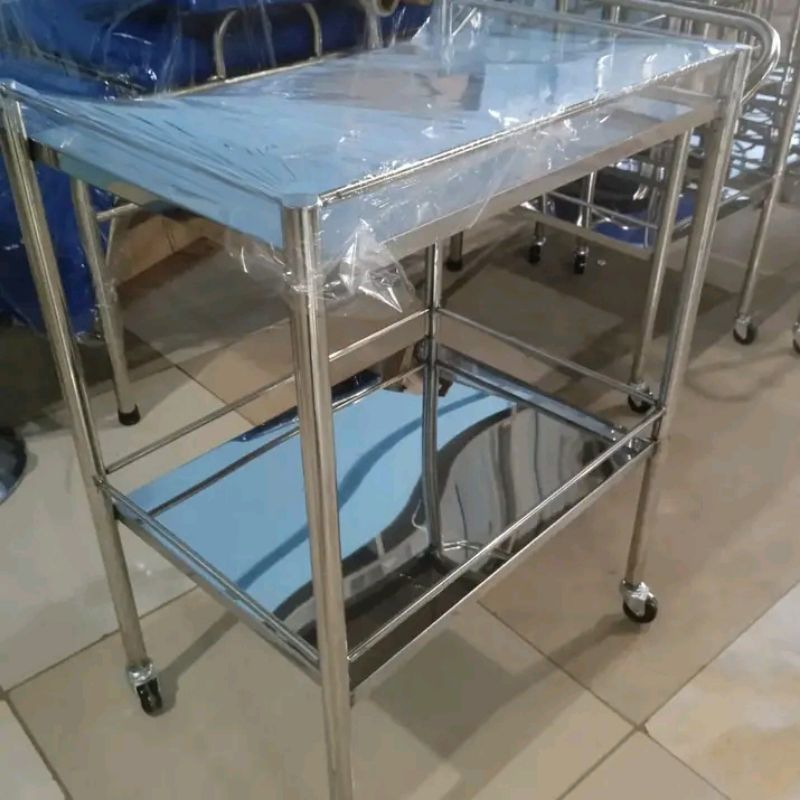 Jual TROLI INSTRUMEN 2 RAK STAINLESS || MEJA INSTRUMEN || TROLI SUSUN 2 ...