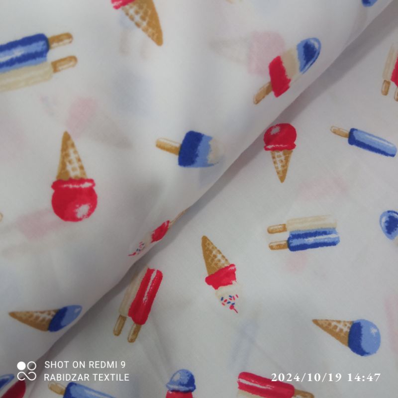 Jual KAIN KATUN POPLINE LUX,S PREMIUM GARMENT MOTIF ICE CREAM WARNA ...