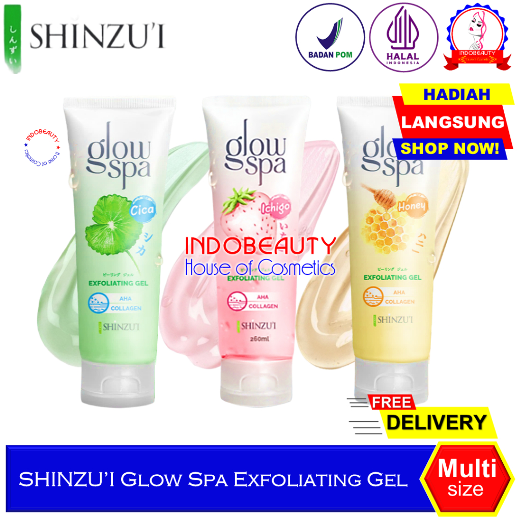 Jual SHINZUI Glow Spa Exfoliating Gel Ichigo Honey Cica Lulur Sabun ...