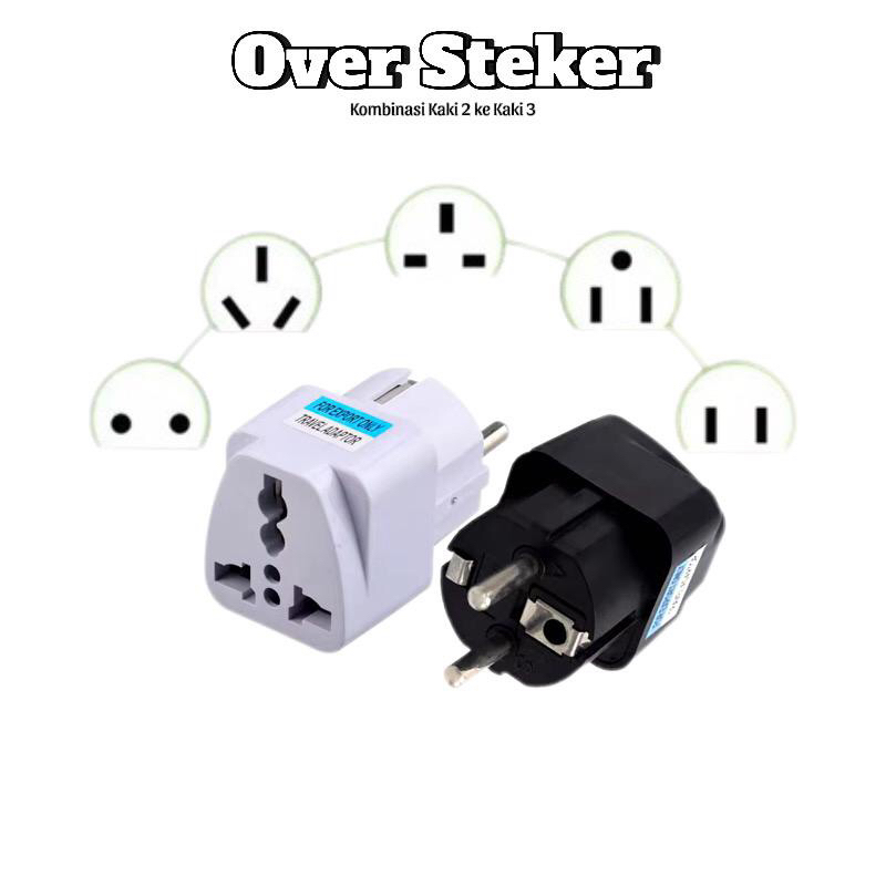 Jual Oversteker Colokan Kaki 3 / Over Steker Universal Travel Adaptor Colokkan Kaki 3 ...