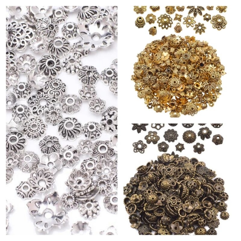 Jual Metal alloy mixed shape bead cap spacer | manik pembatas topi ...