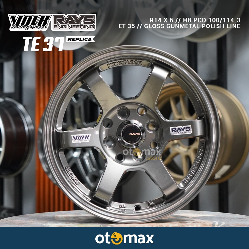 Jual Velg Mobil Volk Rays TE37 A707 Ring 14 Gloss Gunmetal Polish Line | Shopee Indonesia