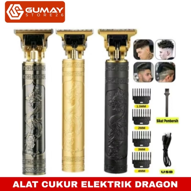 Jual Alat cukur Rambut Kumis Jenggot Vintage Motif Naga Dragon Hair Clipper Rechargeable Pro ...