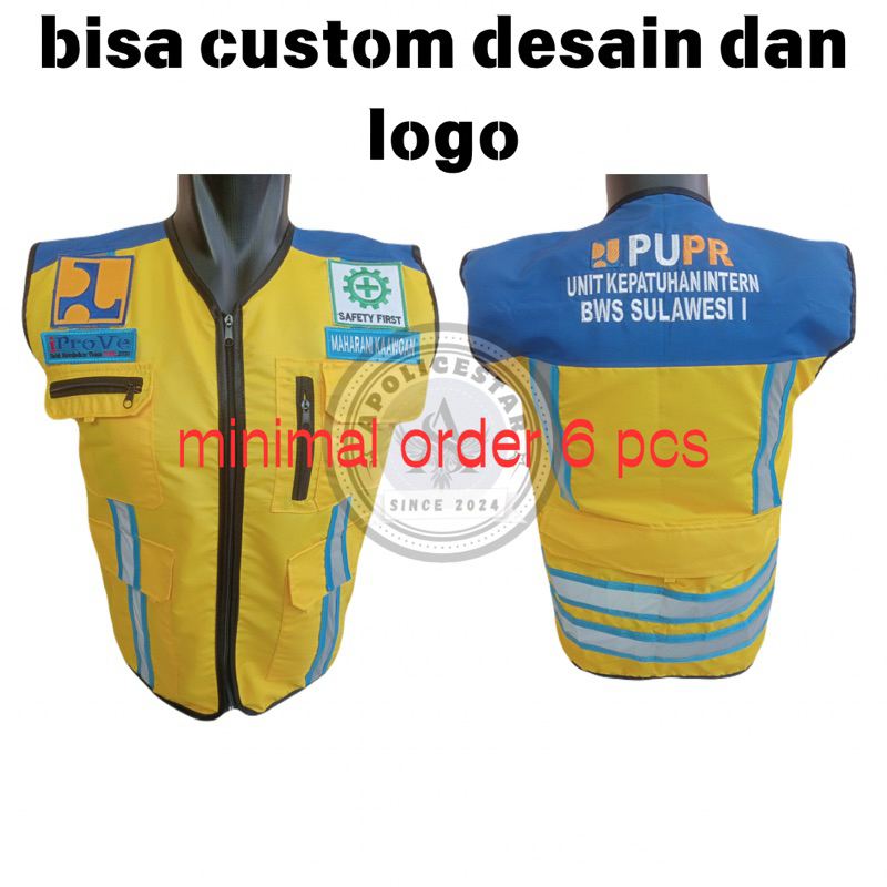 Jual Rompi PU / PUPR safety proyek lapangan bisa custom desain dan logo ...