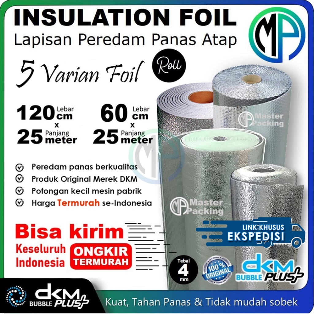 Jual Peredam Panas Atap Bubble Insulation PE Foam Foil Roll 120cm x ...