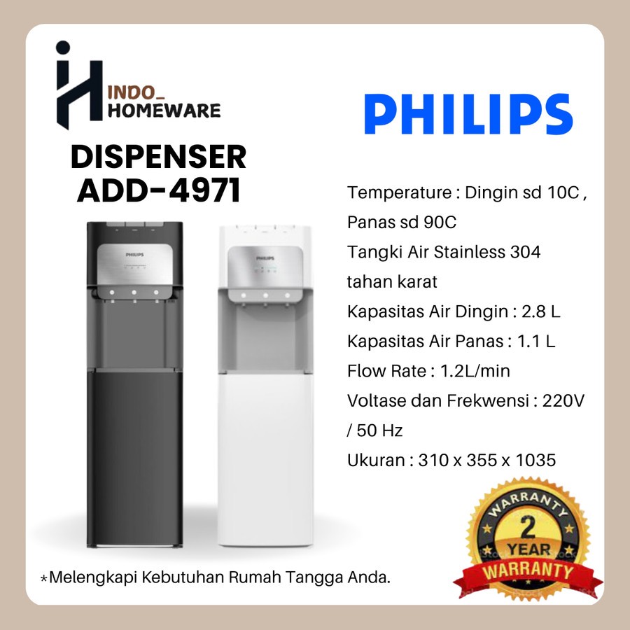 Jual Dispenser Philips ADD4971 / ADD 4971 Galon Bawah 3 Kran Low Watt ...