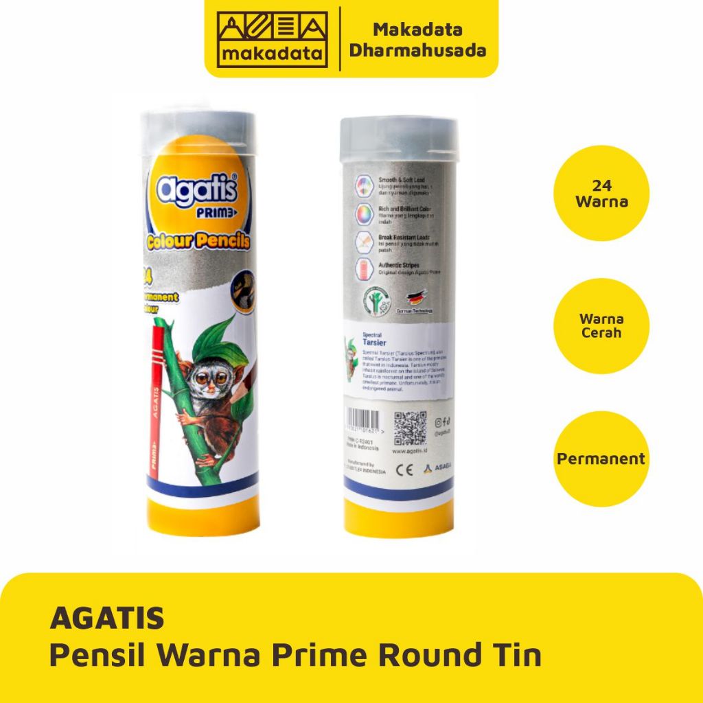 Jual PENSIL WARNA AGATIS 24 WARNA ROUND TIN (1 SET) | Shopee Indonesia