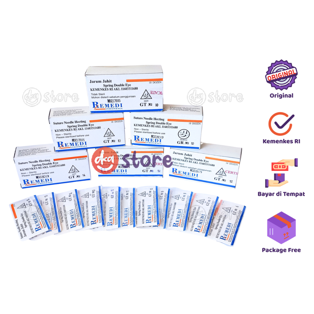 Jual Jarum Jahit Hecting Remedi isi 12pcs / Heacting Suture Needle Nald ...