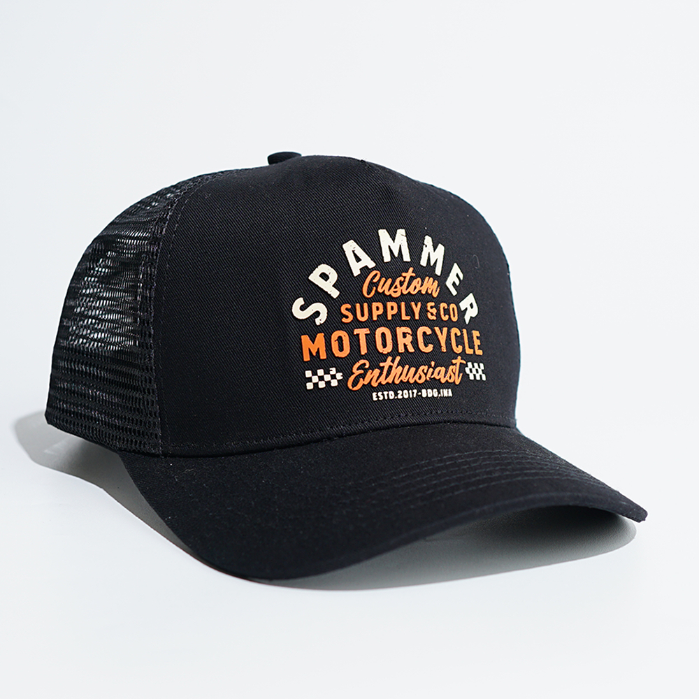 Jual SPAMMER Topi Trucker CUSTOM SUPPLY HITAM | Shopee Indonesia