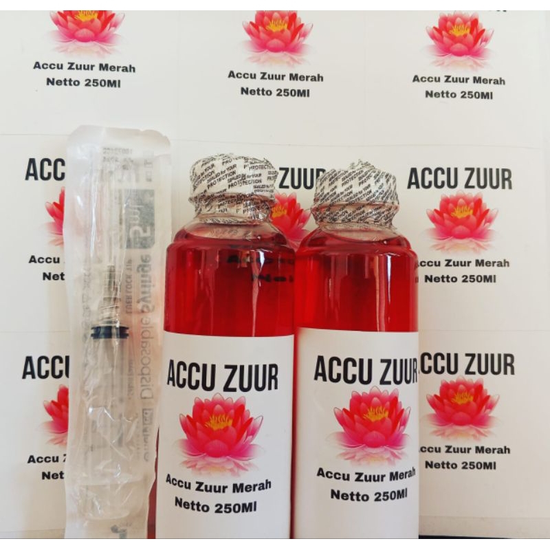 Jual air aki super merah 2 botol ( 250ml accu zuur super merah ...