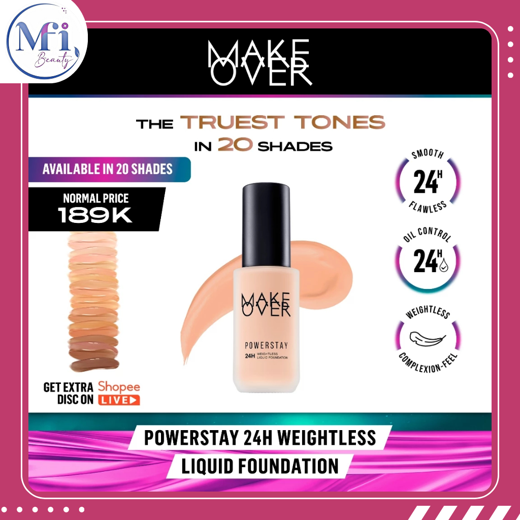 Jual MFI - MAKE OVER Powerstay 24H Weightless Liquid Foundation 40 ml ...