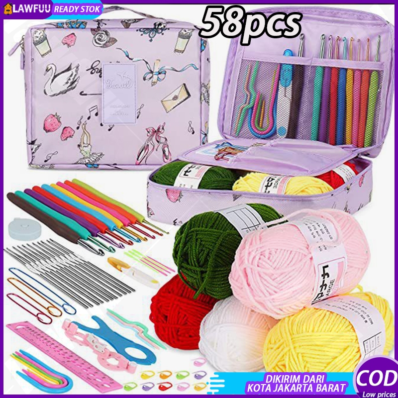 Jual DIY Jarum Rajut Set 58pcs Pemula Lengkap Rajut Kit Set Pemula Alat ...