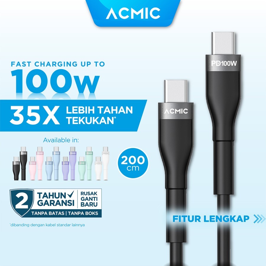 Jual ACMIC UNILINE Kabel Data Type C to Type C Power Delivery PD 100W ...