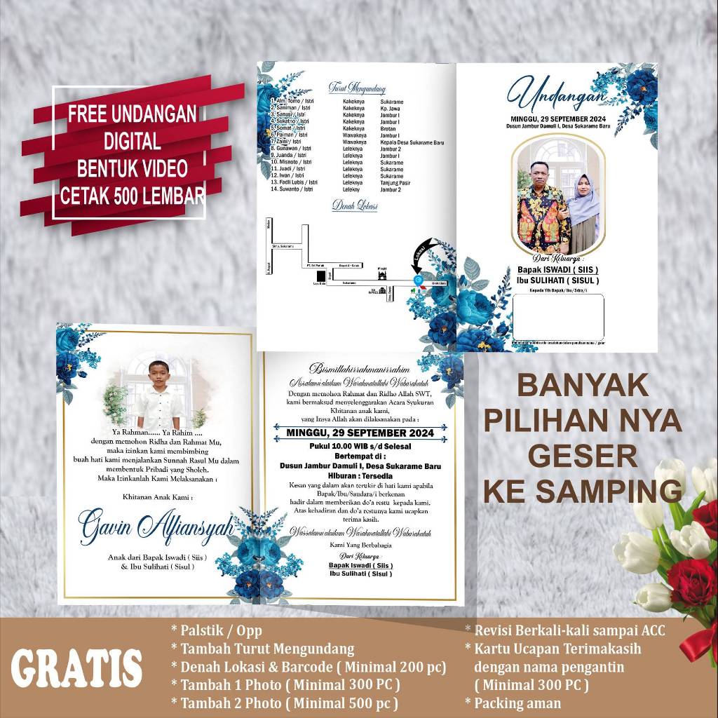 Jual Undangan Sunatan Khitanan Kertas BC 150 GR Undangan Fhoto | Shopee ...