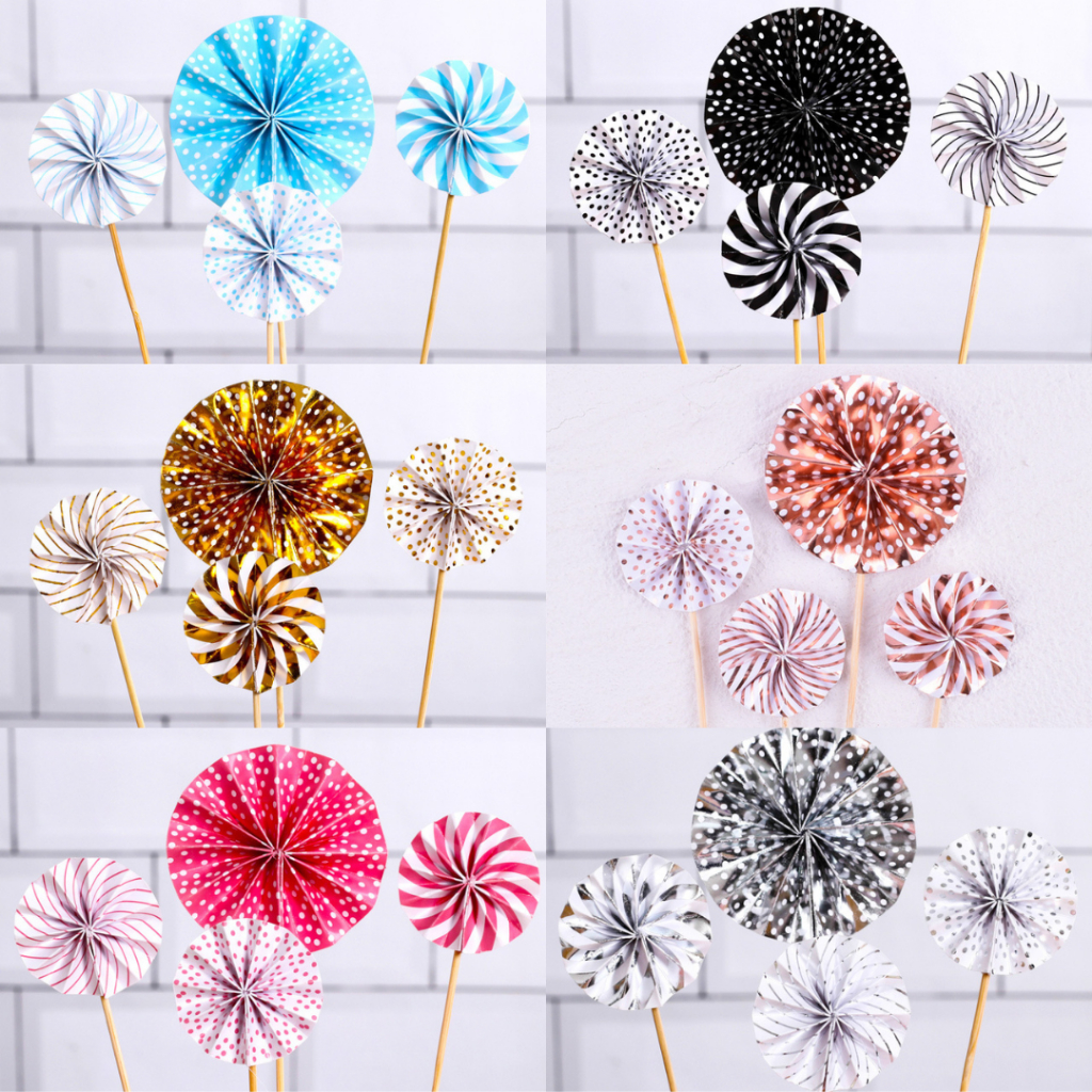 Jual TOPPER CAKE PAPPER KIPAS KEMBANG API 4PC HIASAN KUE KERTAS FAN ...