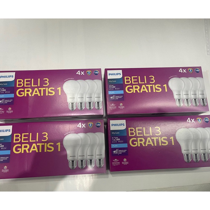 Jual Lampu PHILIPS LED Bulb Led Philips Multipack 6W 8W 1W 12W 6 8 1 12 Watt 65K Putih ginal ...