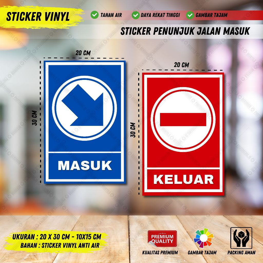 Jual Stiker Rambu tanda Arah pintu keluar masuk sticker vinyl ...