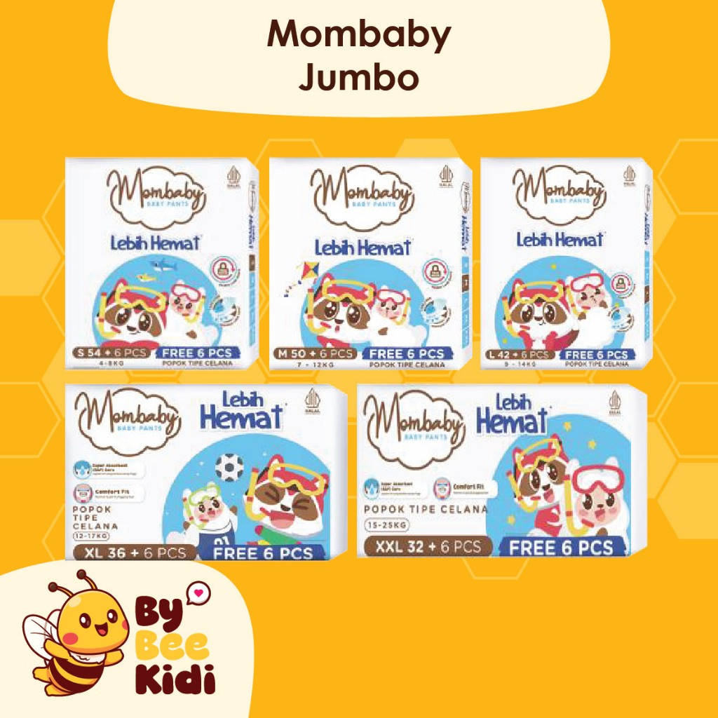 Jual [New Design]Mombaby Mega Pack S54+6/M50+6/L42+6/XL36+6/XXL32+6 ...