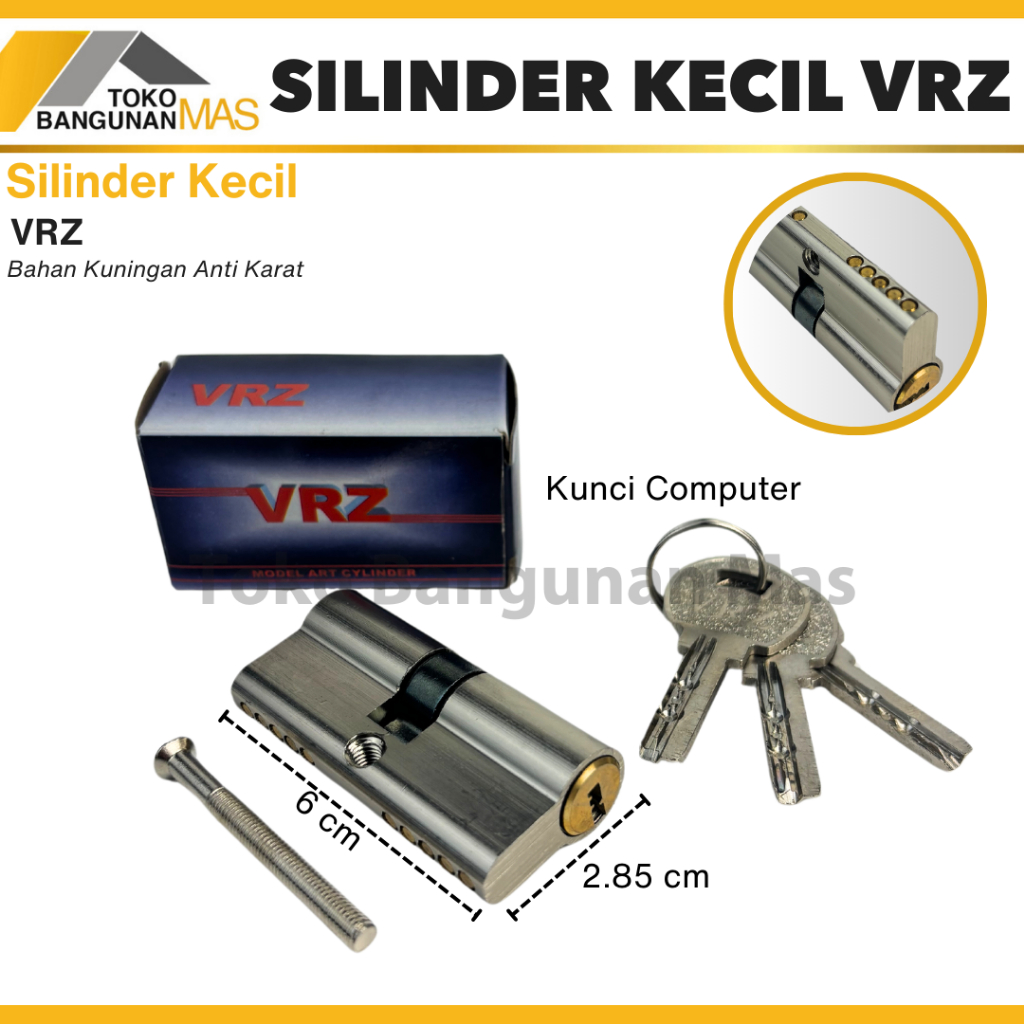 Jual Silinder Kunci Pintu VRZ Kunci Computer ukuran Besar dan Kecil ...