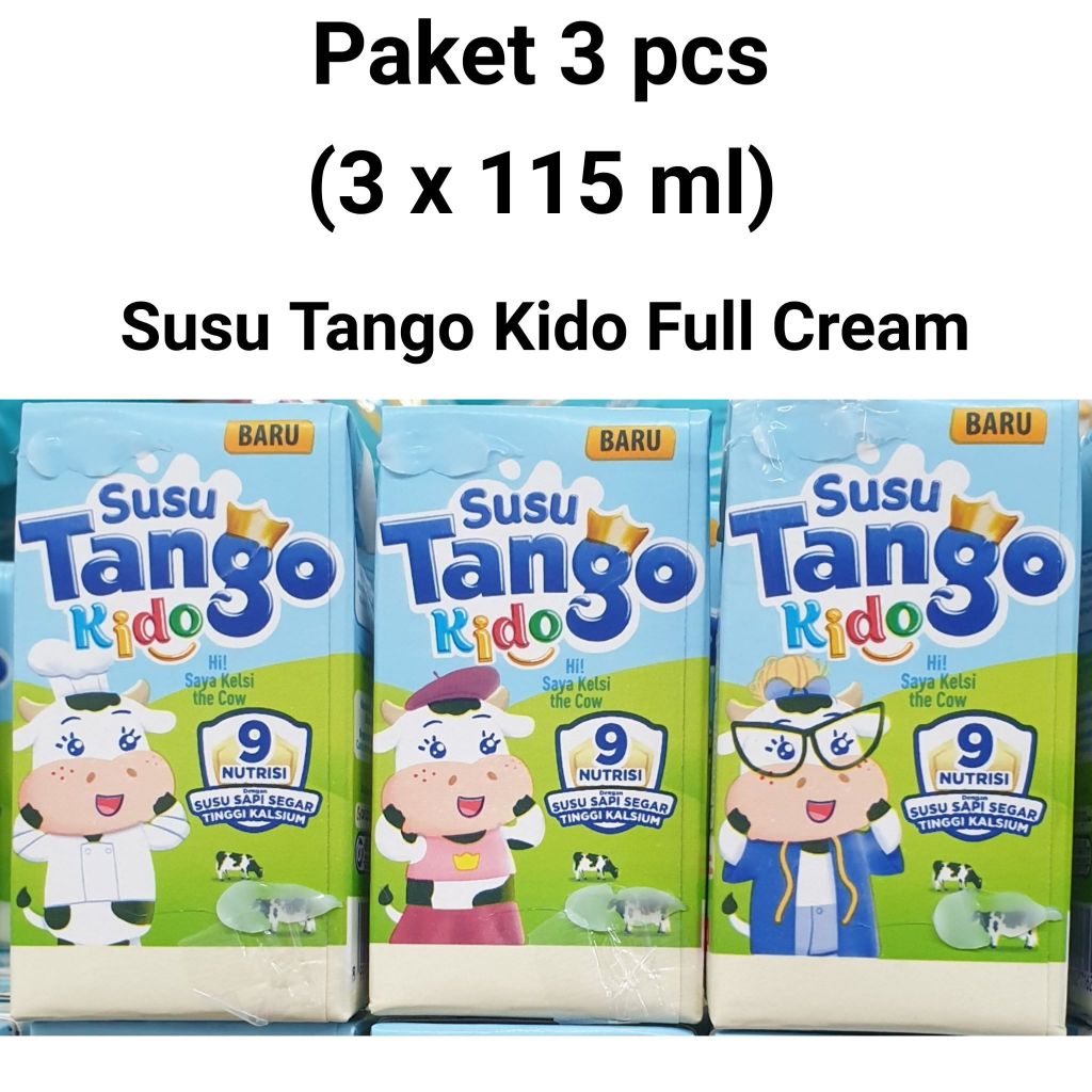 Jual PAKET 3 PCS SUSU TANGO KIDO Drink Susu UHT Sapi Segar Full Cream ...