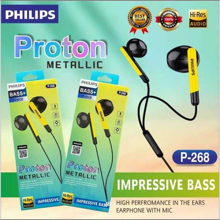 Jual Handsfree Earphone Philips PH-268 Proton Metalic Impressive Bass ...
