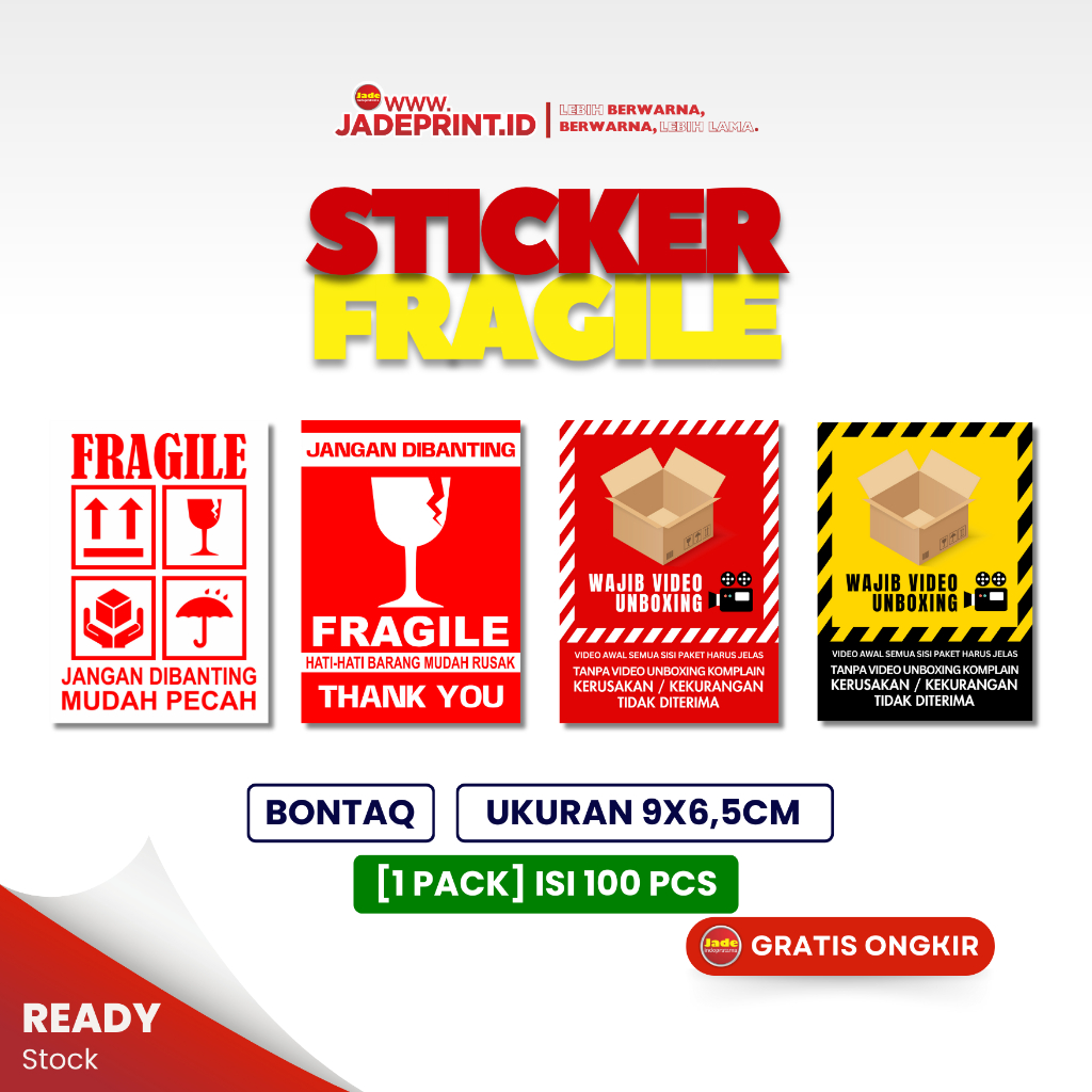 Jual [SIAP KIRIM] Stiker Label Fragile Murah 9 x 6,5cm Sticker Wajib ...