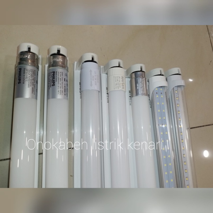 Jual set lampu tl t8 led neon kaca 18w 20w 16w philips lampu + kap 120cm | Shopee Indonesia