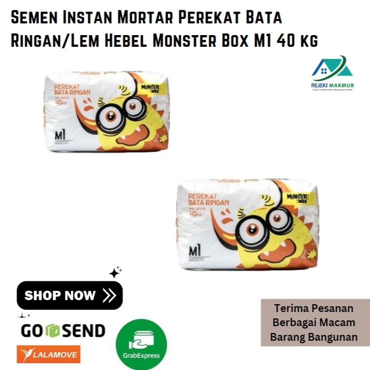 Jual Semen Instan Mortar Perekat Bata Ringan/Lem Hebel Monster Box M1 ...