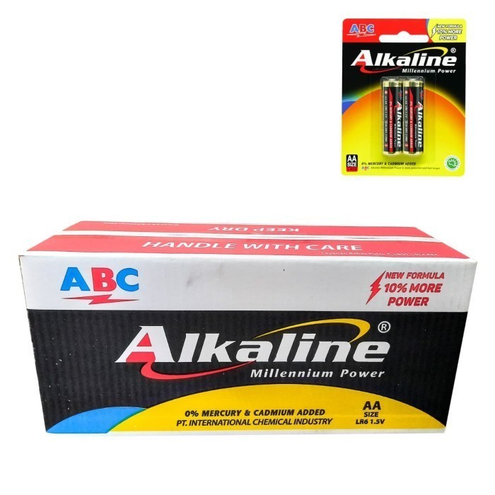 Jual Baterai / Batre ABC Alkaline AA / A2 isi 2 LR6 1.5v 1 Dus isi 144 pcs | Shopee Indonesia