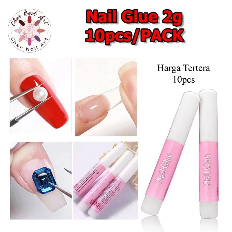Jual COD [10PCS] Lem Kuku Palsu Cair 2g Nail Polish Glue Nail Glue Fake Nails Art Glue Adhesive ...