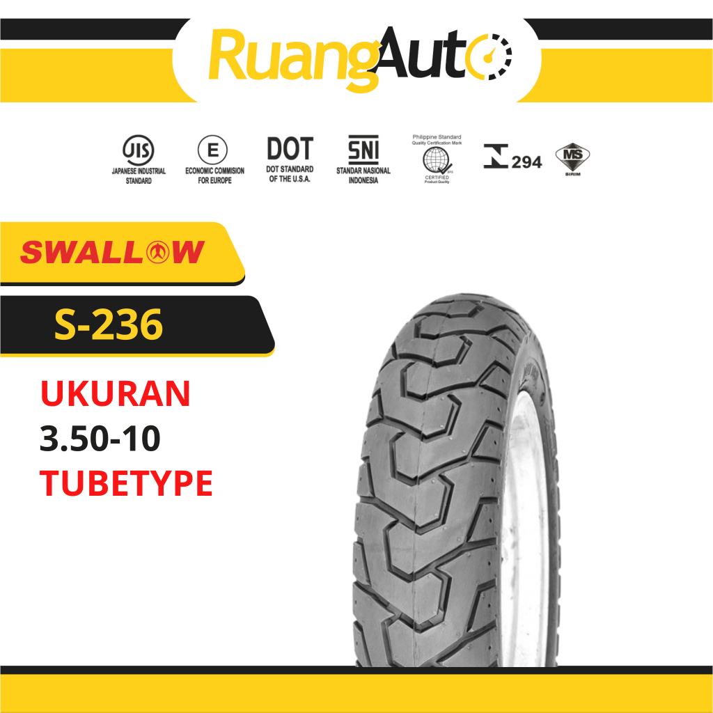 Jual BAN LUAR SEPEDA MOTOR SWALLOW S-236 UKURAN 350-10 RING 10 TUBETYPE | Shopee Indonesia