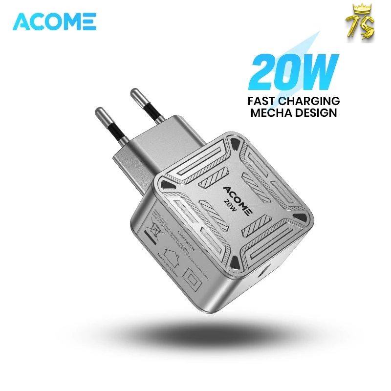 Jual ACOME Charger AC21 Adaptor Port Type-C PD 20W Desain Mecha Fast ...