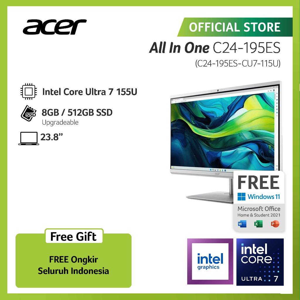 Jual ACER ASPIRE ALL IN ONE DESKTOP AIO C24-195ES-CU7-115U 23.8" INTEL ...