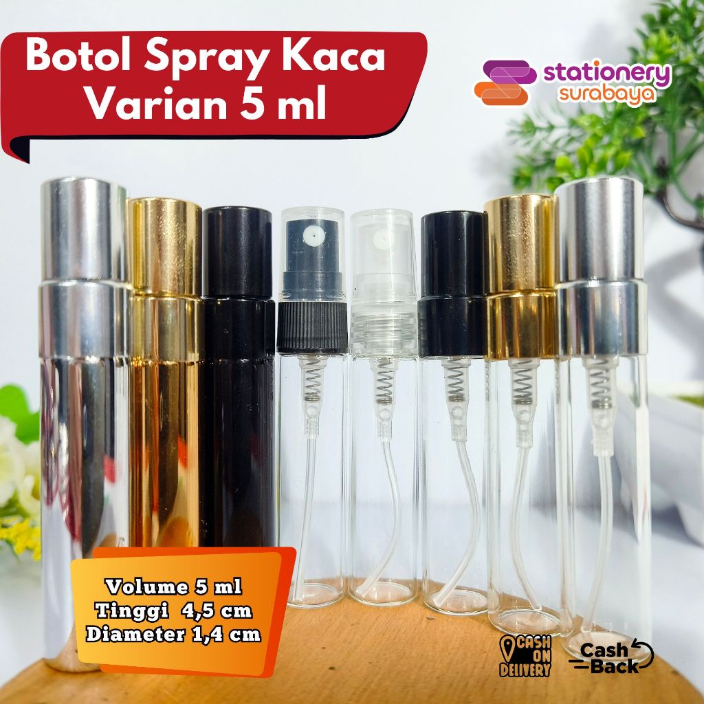 Jual Botol kaca spray semprot parfum mini travel portable tebal refill isi ulang ukuran 5ml ...